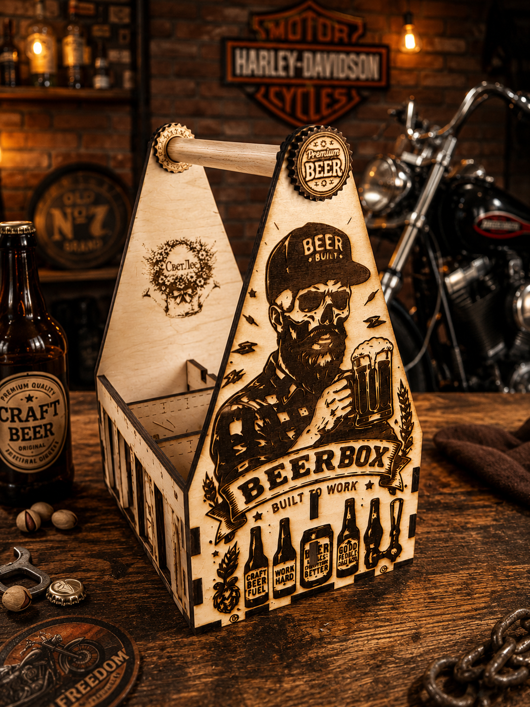 Деревянный ящик Beer Box, на 6 бутылок, прочный, экологичный