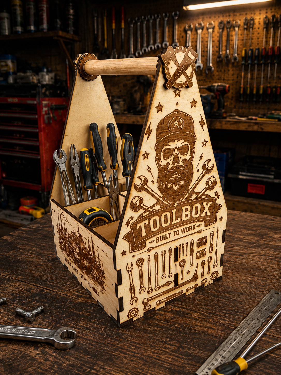 Tool Box деревянный ящик для инструментов с гравировкой органайзер