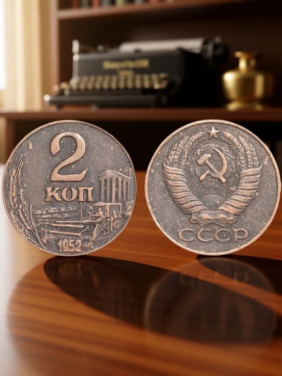 2 копейки 1952 года Комбайн Проба Копия пробной монеты