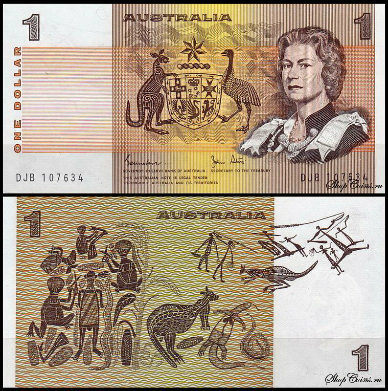 Австралия 1 доллар 1983 (UNC Pick 42d) Johnston-Stone