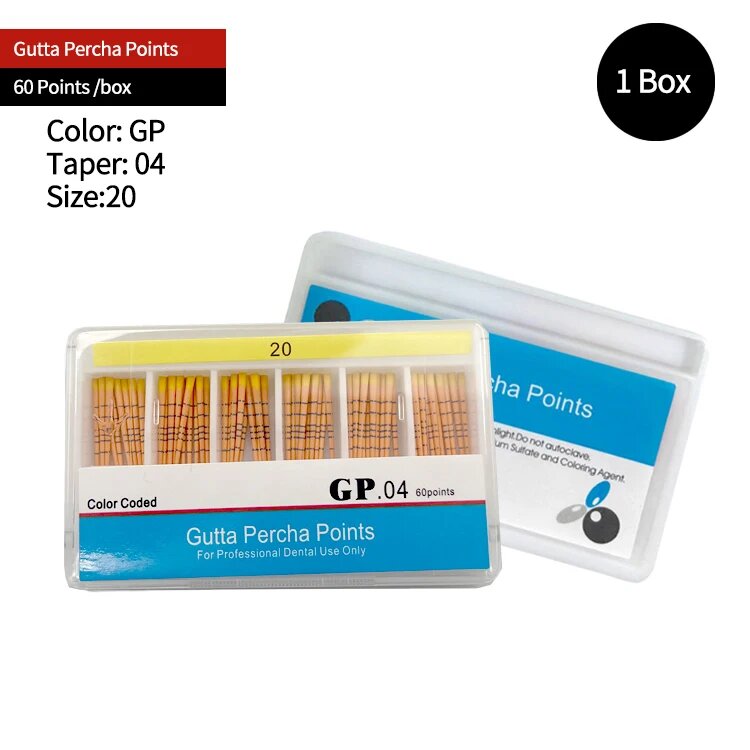 Гуттаперчевые конусы GP.04 Taper 20, 60 шт