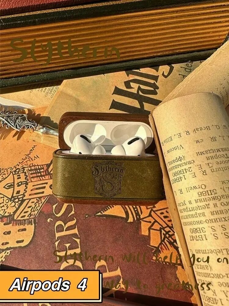 Деревянный и кожаный чехол в стиле ретро для наушников Harry Potter, подходит для AirPods 4