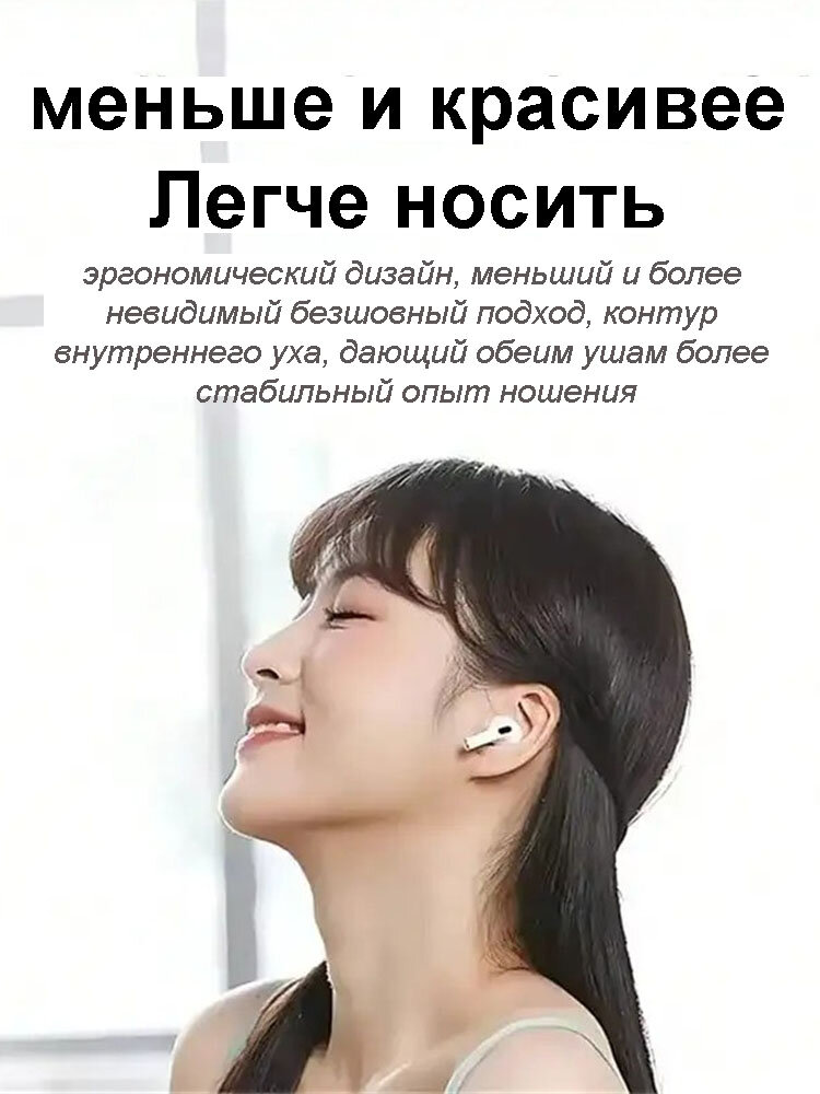 Наушники беспроводные с микрофоном, Bluetooth 5.4, Lightning, USB, TWS, для смартфона Iphone, Android, белые