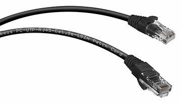 Патч корд 5м Cabeus, U/UTP, кат. 5е, 2xRJ45/8p8c, PC-UTP-RJ45-Cat.5e-5m-BK-LSZH