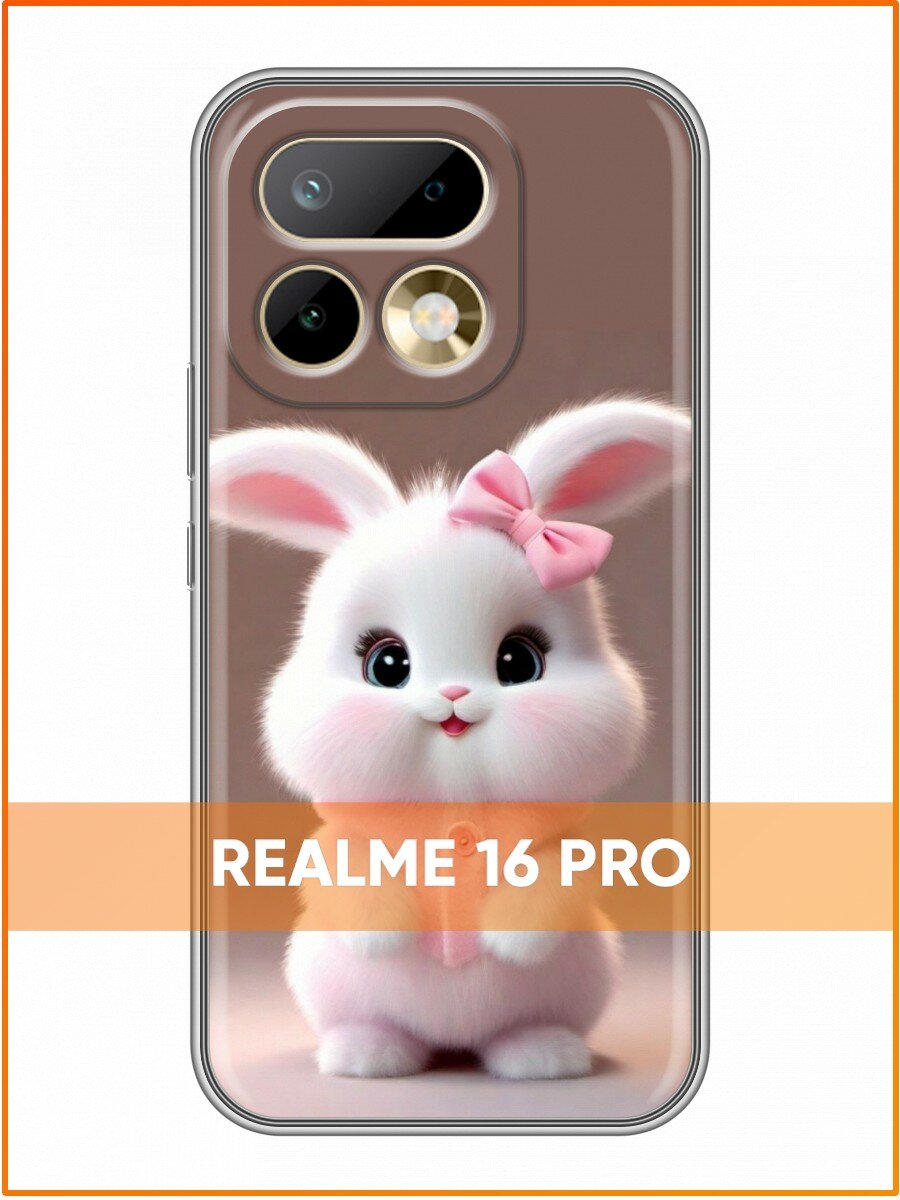 Чехол для Realme 16 Pro с принтом для девочек с зайчиком (Реалми 16 Про)