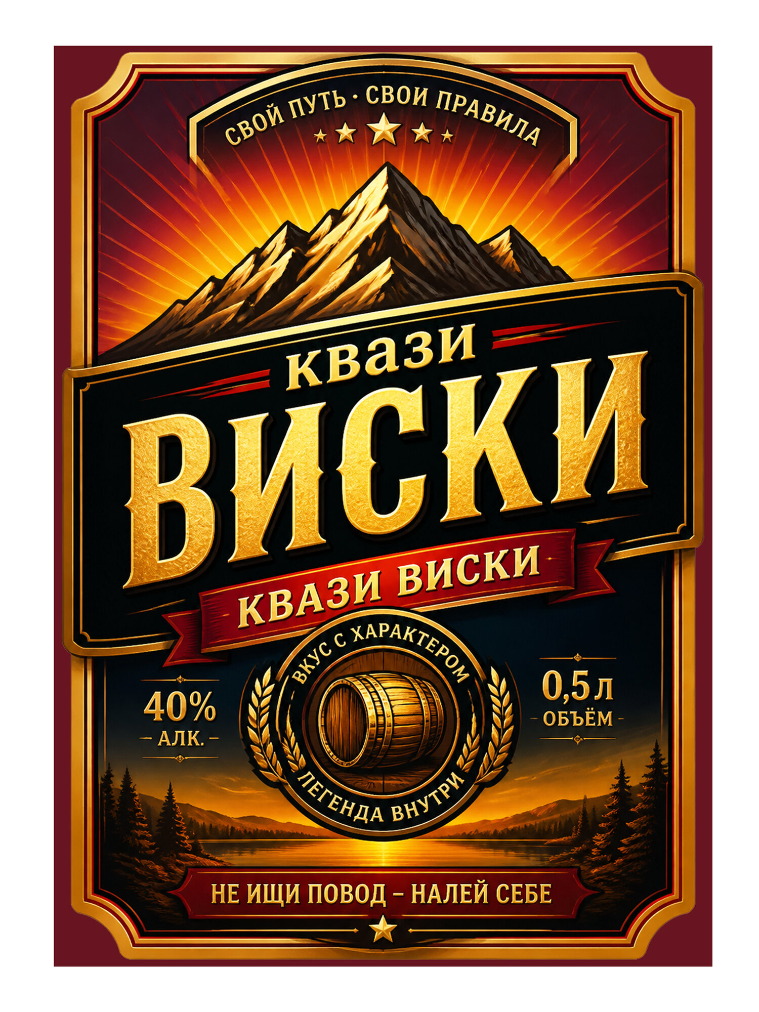 Самоклеящиеся этикетки на бутылку домашнего квази Виски/7х10 см /24 шт