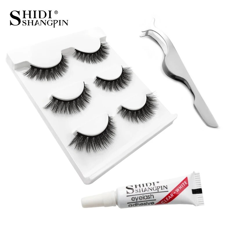 Накладные ресницы SHIDISHANGPIN 3D серые 3pairs X08kit