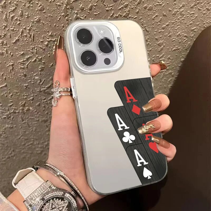 Покер для iphone 7 8 Plus X XR XS MAX 11 12 13 Pro 14 15 Plus 16 Pro Silver-2G1081, iPhone 16 Pro Ma