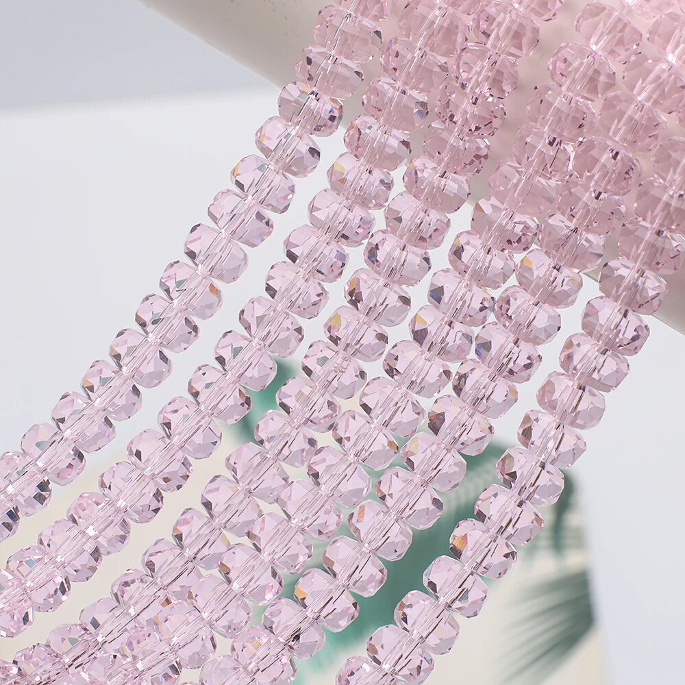 Стеклянные бусины 75 шт, 5x8 мм Zheng pink