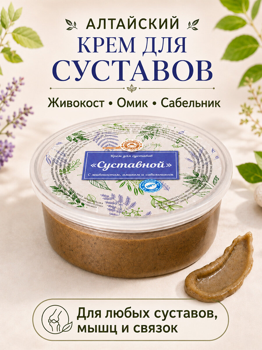 Крем для суставов «Суставной» с живокостом, омиком и сабельником, 125 мл, алтайский
