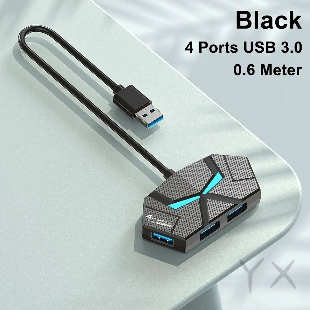USB концентратор 4 в 1, Хаб для компьютера USB-A 3.0 интерфейс, 4хUSB 3.0; кабель 0.6 м / Hoco HB41 Hubkebidumei
