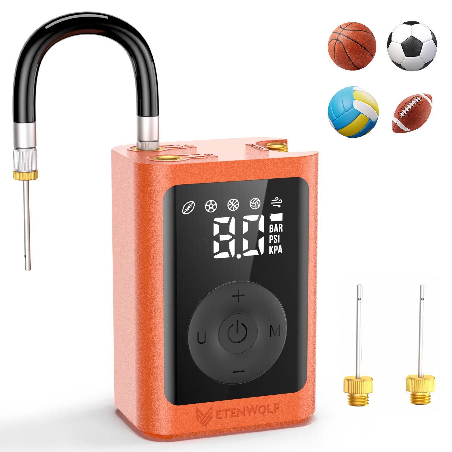 ETENWOLF P300 Plus Электрический шариковый насос для накачивания и дефляции Баскетбольный насос с аккумулятором 3200 мАч Возд.