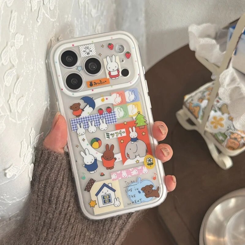 Магнитный чехол Kawaii Cartoon Miffy Rabbit для iPhone 17 Pro 14 15 16 Pro Max Айфон 16 Про, AS96-1