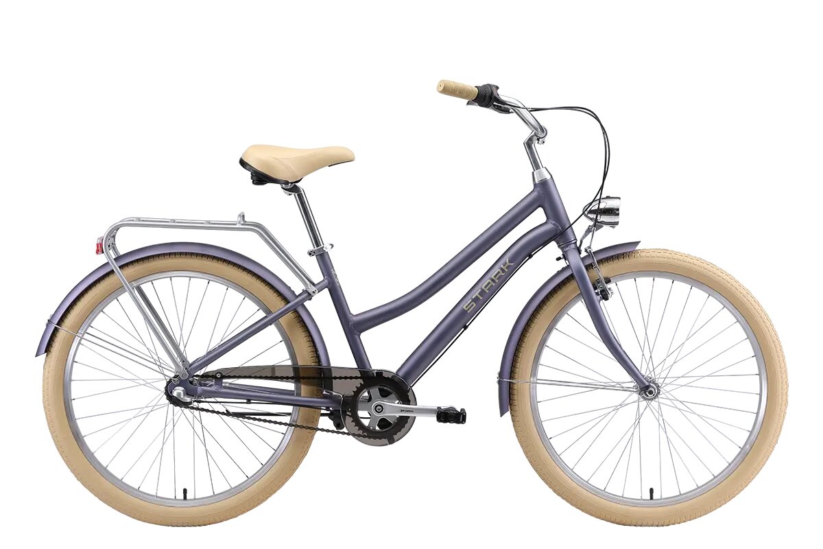 Велосипед Stark Comfort Lady 3-speed 2026, темно-лавандовый матовый/светло-песочный 16" S