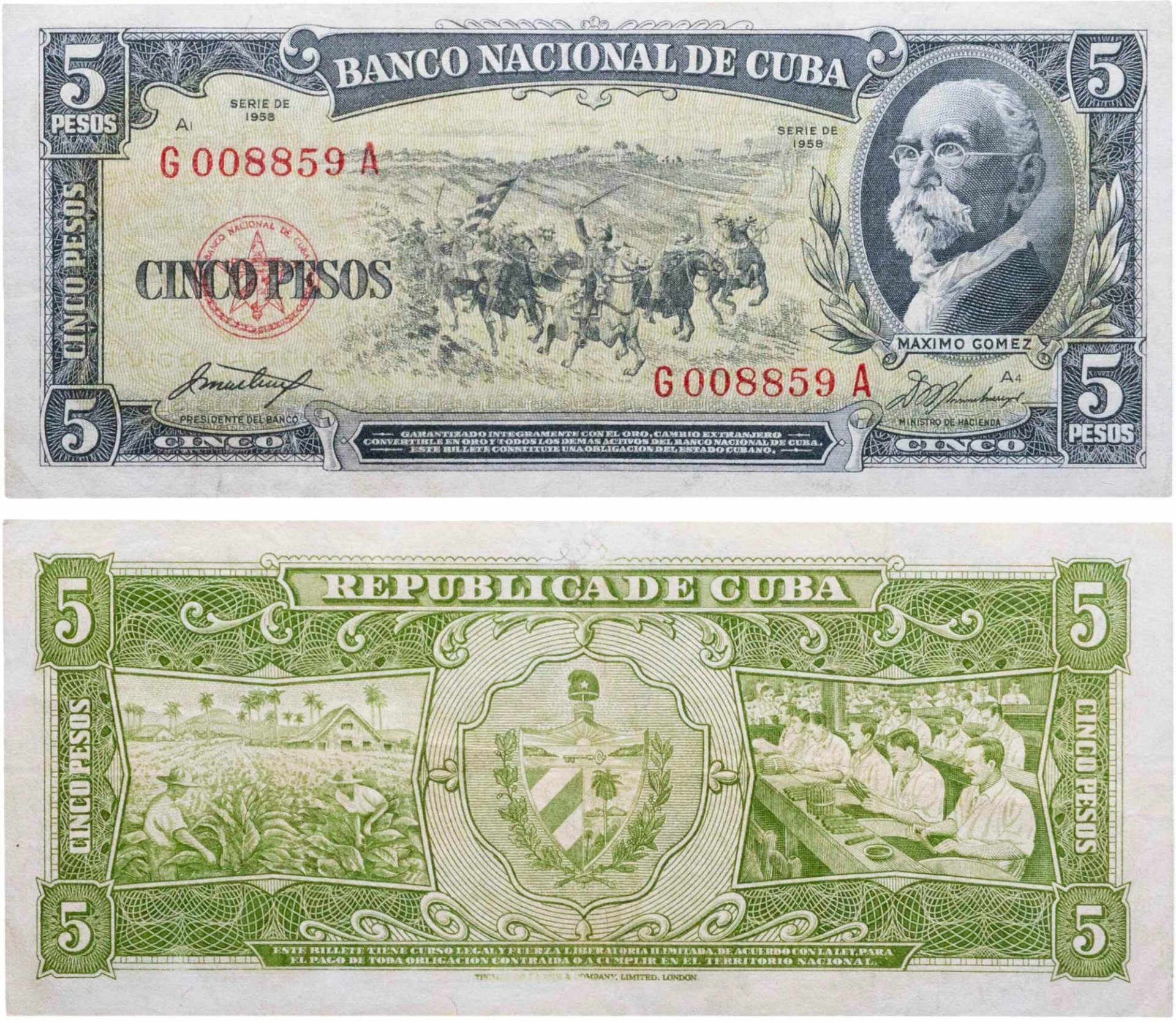 Куба 5 песо 1958