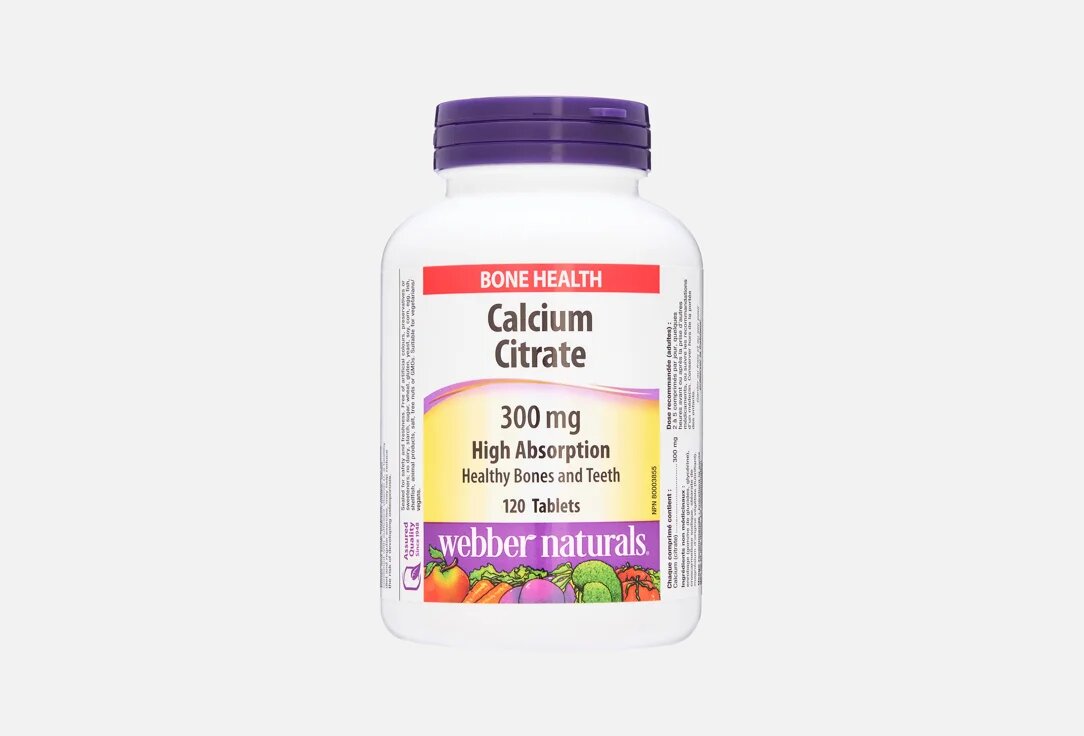 Webber Naturals 300 мг в таблетках Кальций цитрат 120 шт