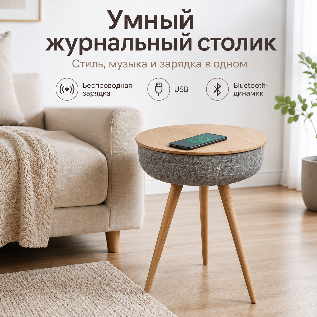 Журнальный стол, 40х40х62 см