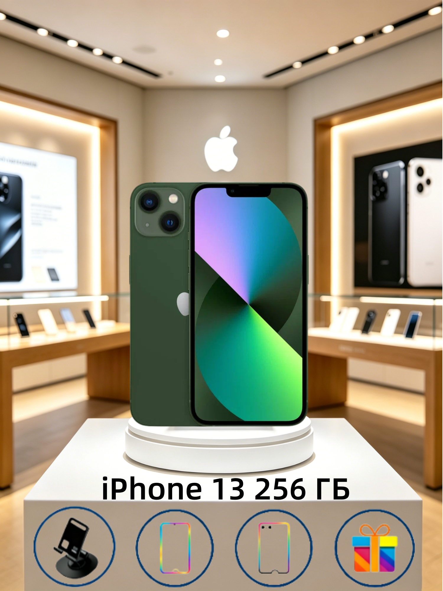 Смартфон Apple iPhone 13, 256 ГБ, цвет зелёный, дисплей 6,1 дюйма, 5G