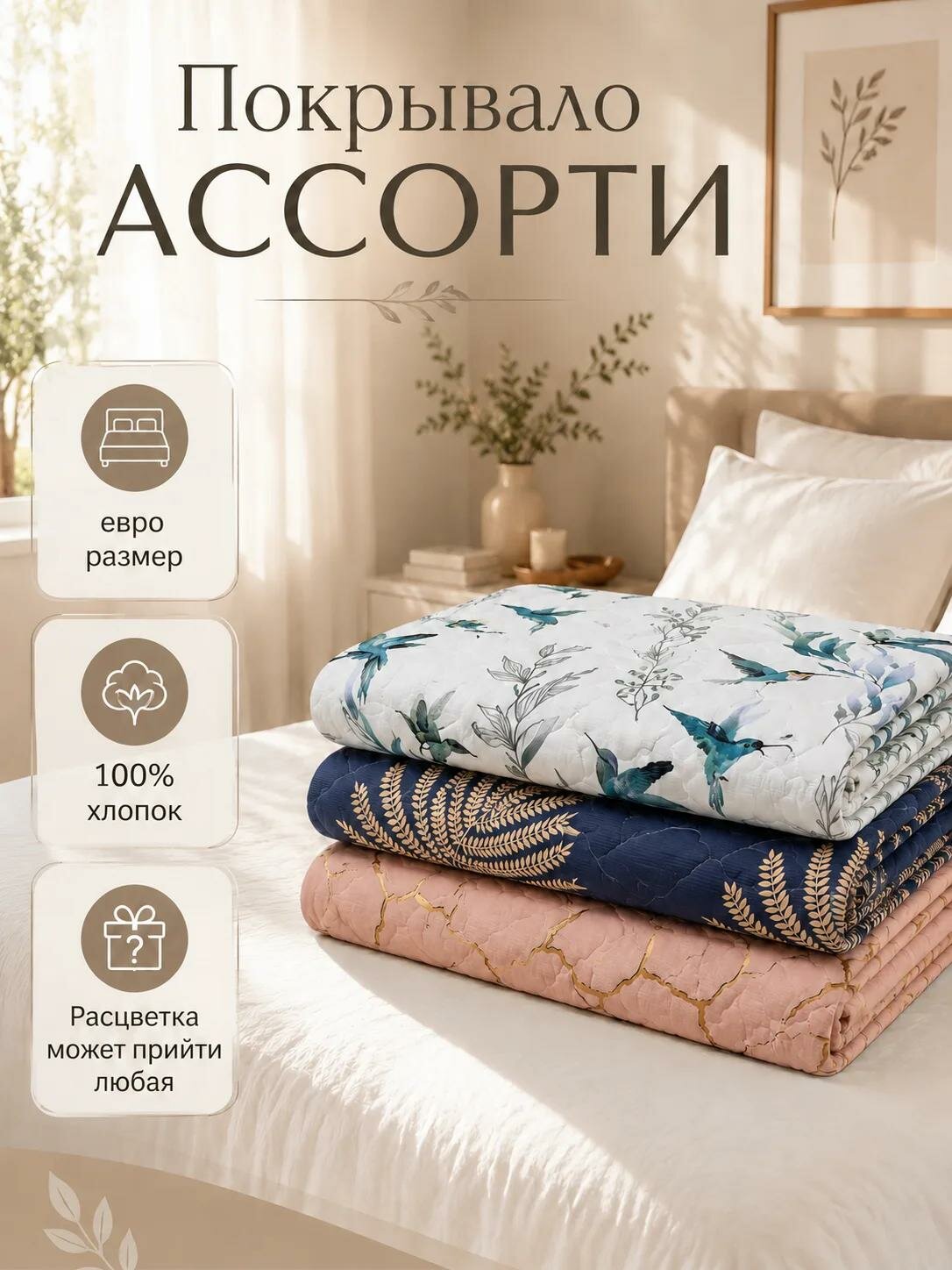 Покрывало двухстороннее евро мини, ассорти, от бренда YAFETEX