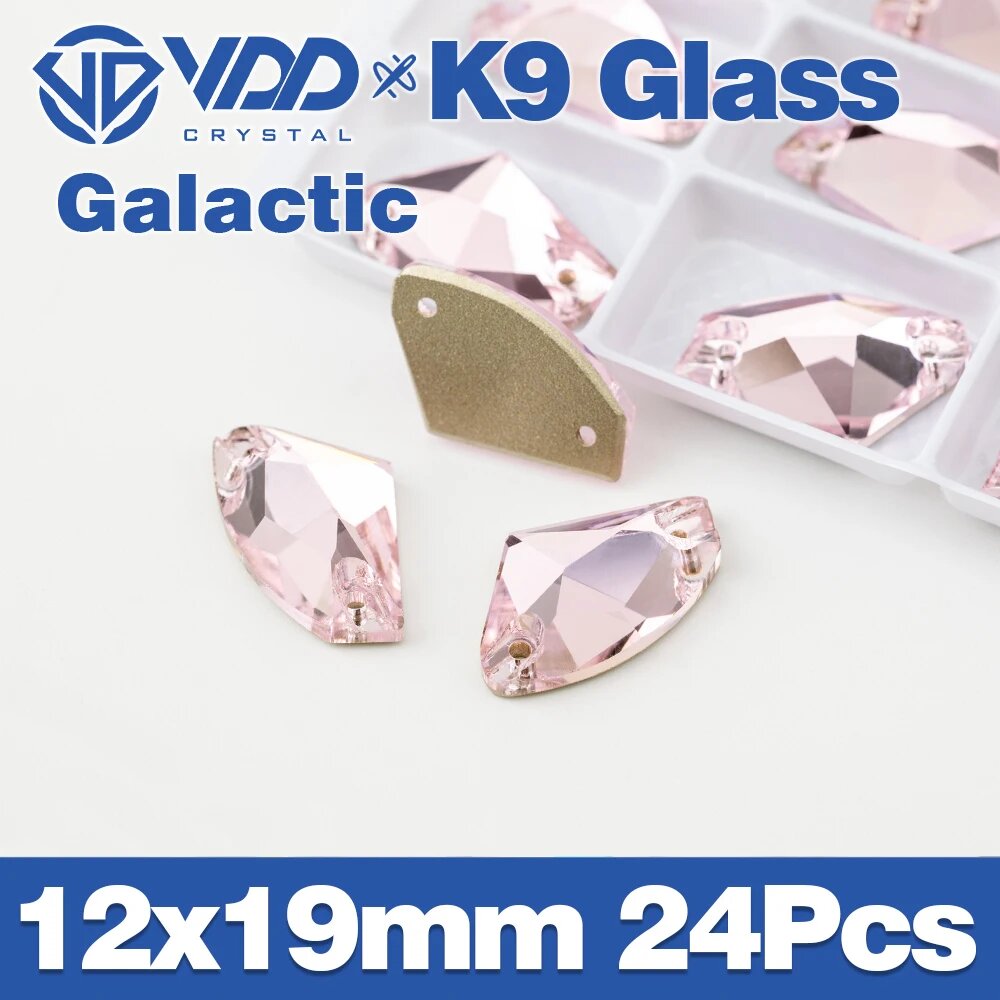 Стразы VDD Galactic розовые 12x19 мм, 24шт