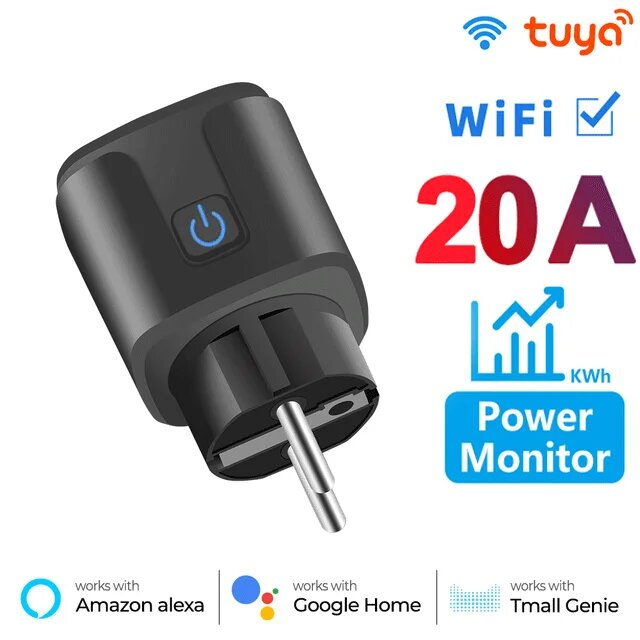 Умная Wi-Fi розетка с датчиком потребления энергии Black WiFi 20A
