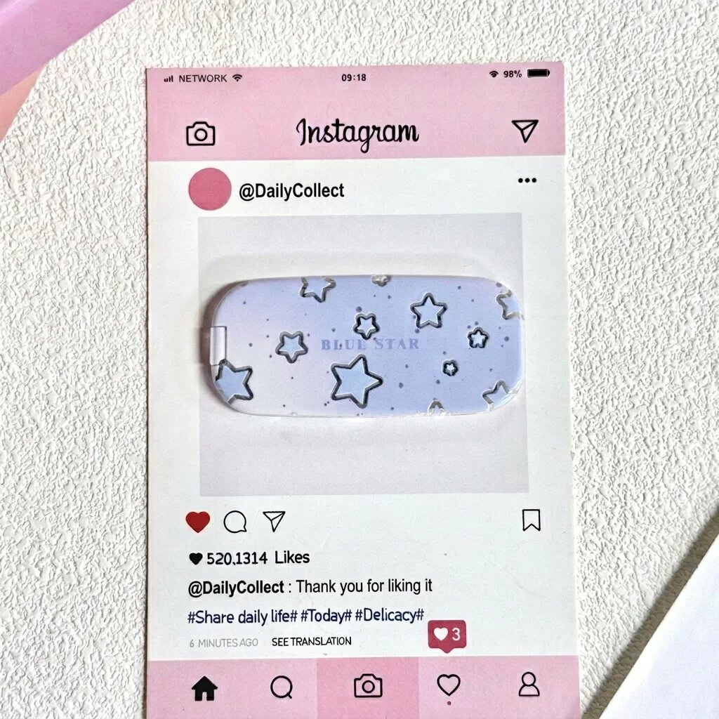 Складное акриловое зеркало с держателем для телефона Light Blue