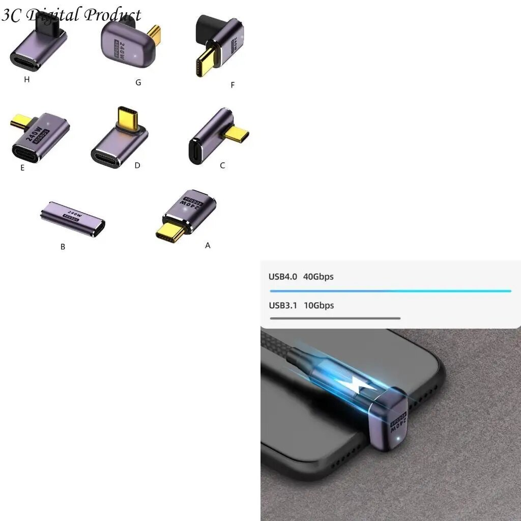 Портативные адаптеры USB C U-образный прямоугольный адаптер типа C «мама» на тип-C Q84A Elbow