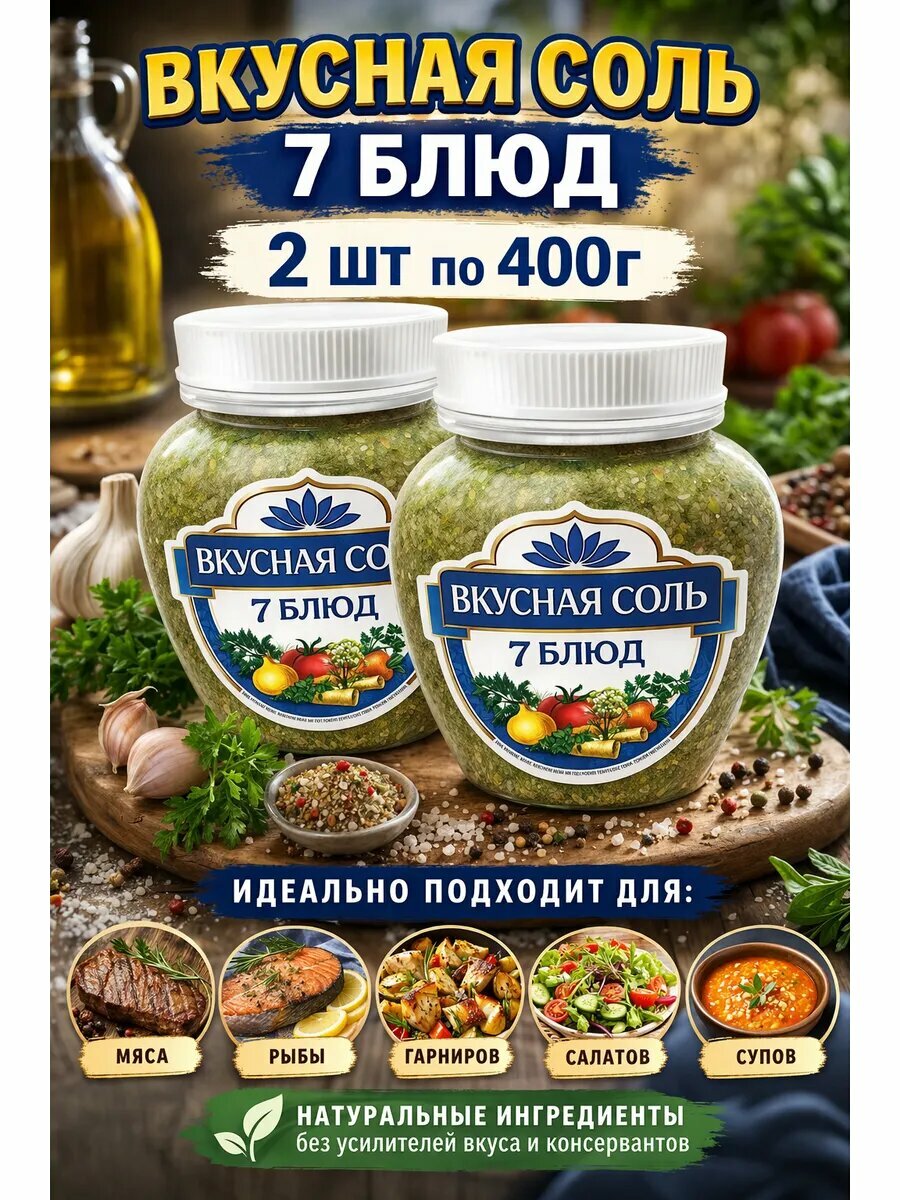 Вкусная соль "7 блюд", 2 шт. по 400г