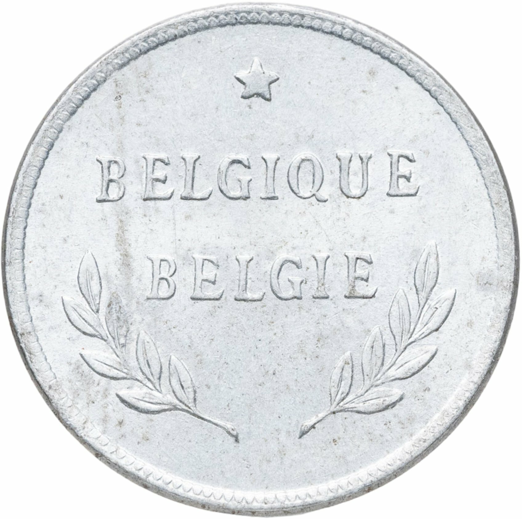 Бельгия 2 франка 1944, Сталь, в сохранности AU-UNC