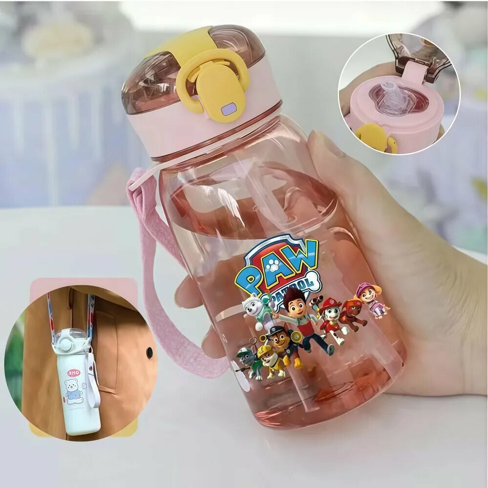 Детский Кружка для воды Paw Patrol, 400 мл: каплеустойчивый, термостойкий, с соломинкой! Мальчики и девочки