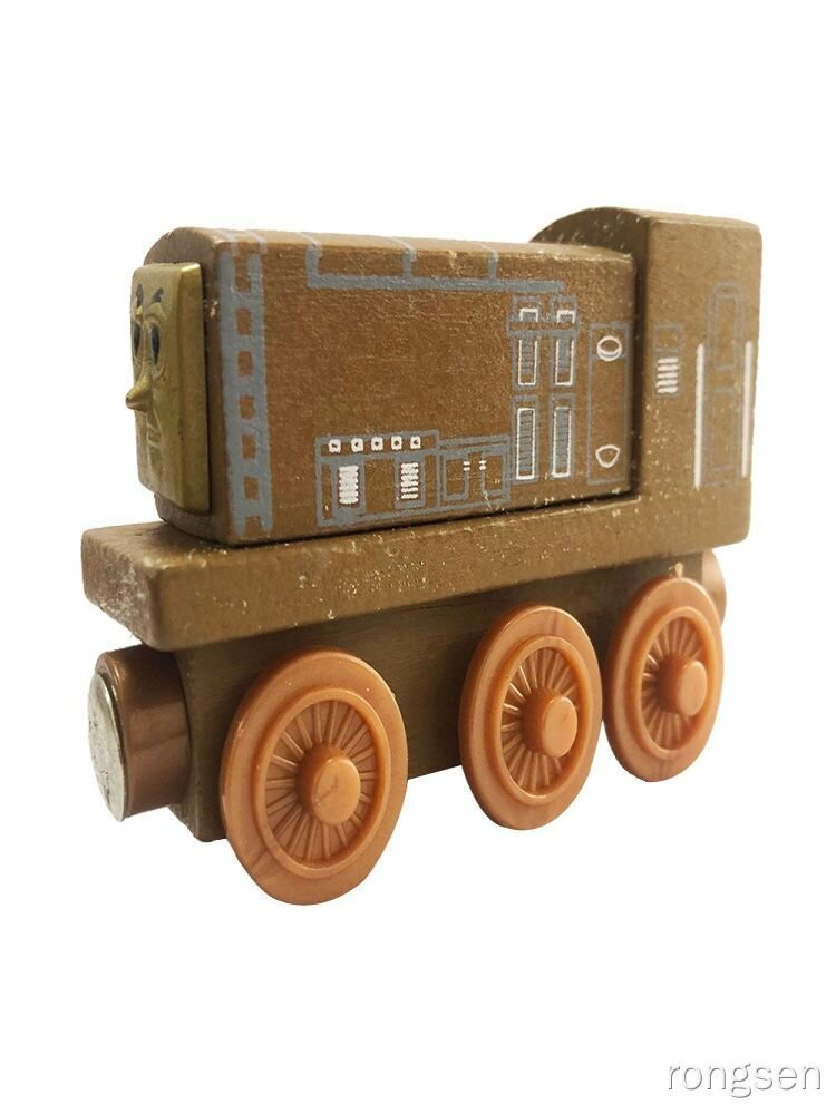 Паровозик Diesel коричневый, деревянная игрушка для детей, размер 3.38x1.34x2.12", локомотив