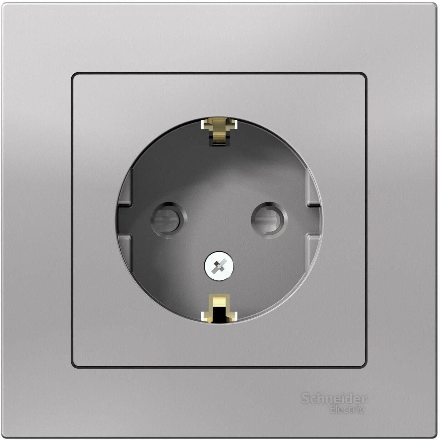Розетка одинарная с заземлением алюминий в сборе Atlas Design, 5 шт, Schneider Electric/Systeme Electric ATN000344