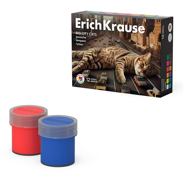 Гуашь "Big City Cats" 12 цветов 20 мл 62982 "ErichKrause"