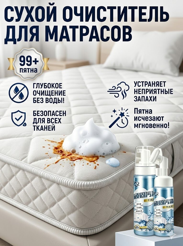 Очиститель URGENT для матрасов - спрей от пятен и грязи 200 мл | Быстрая очистка за 2 минуты