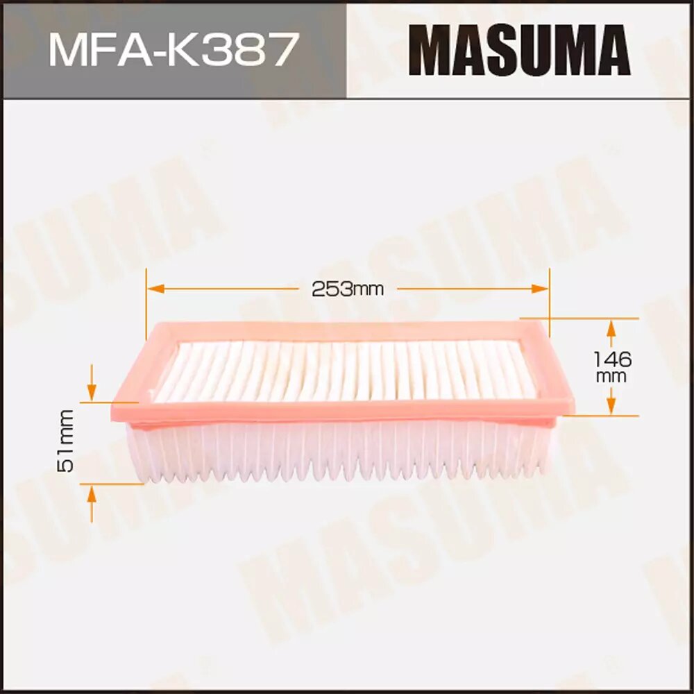 Фильтр воздушный Высота, H: 51 мм/Длина, W: 253 мм Masuma, MFA-K387