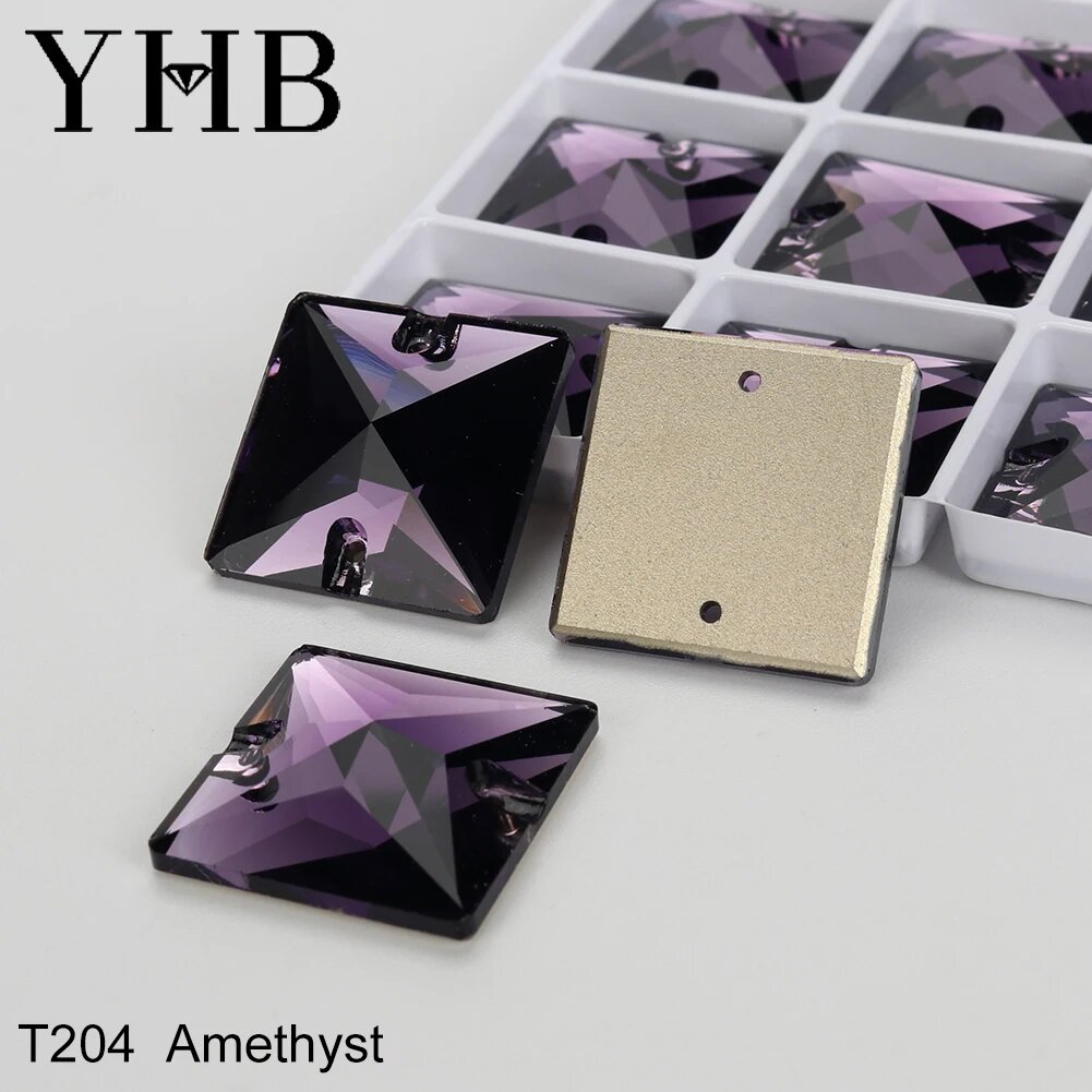 Стразы YHB квадратные фиолетовые 12 мм, 40 шт, T204 Amethyst