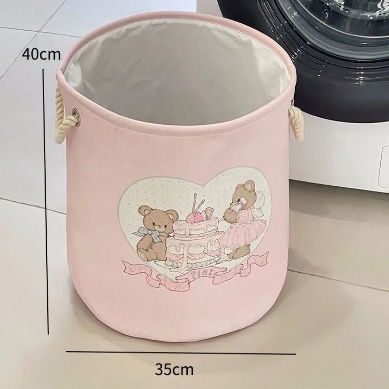 Розовая складная корзина для белья, 35х40 см, Цвет: A
