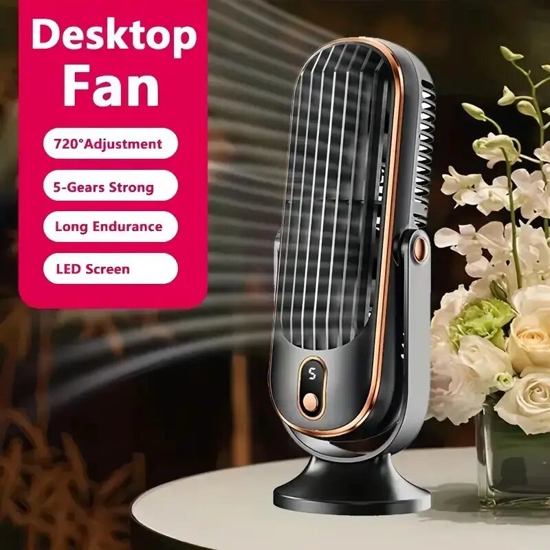 Черный настольный вентилятор USB, 5 скоростей