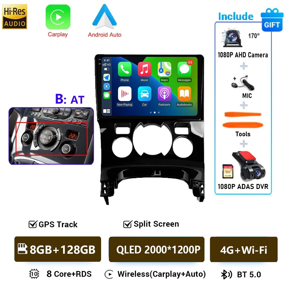 Android 16 Carplay для Peugeot 3008 5008 2009-2016 DSP RDS GPS Navi 5G WIFI B 2K 8G-128G CAM DVR