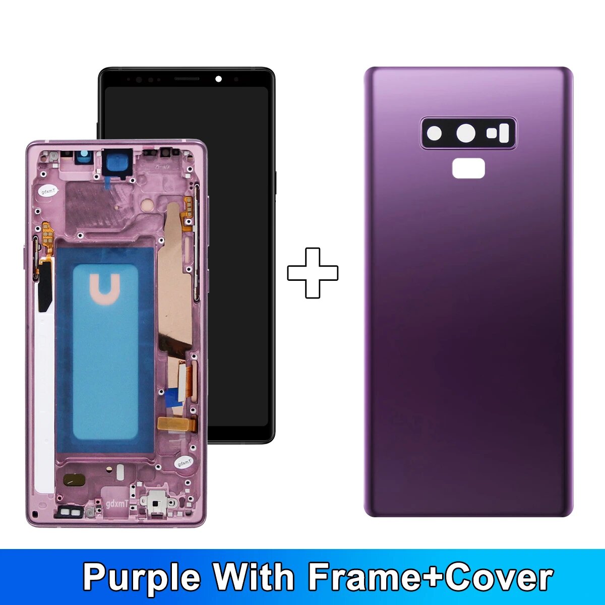 Экран Samsung Note 9 Purple с рамкой и крышкой