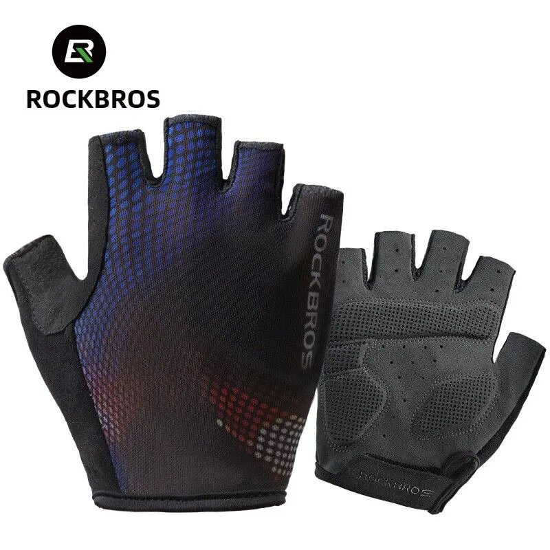 ROCKBROS Велоперчатки S257 синие, размер L, микрофибра, с губкой для ладони — фото 1