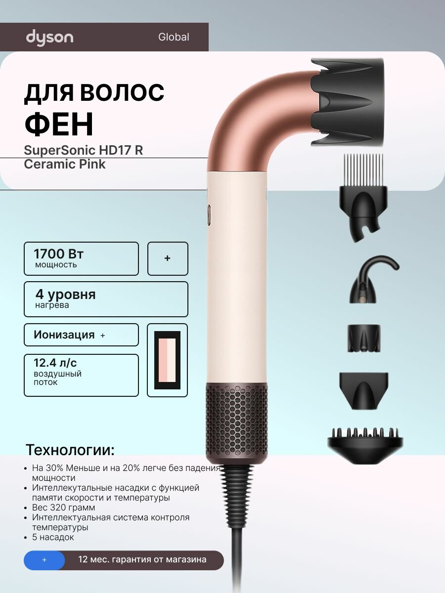 Фен для волос Dyson HD17 Supersonic R Ceramik Pink