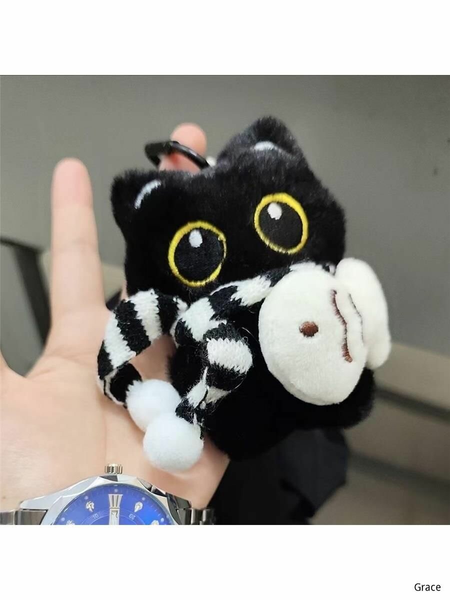 Мягкая подвеска-игрушка Кот , подарок для девушки, школьный аксессуар