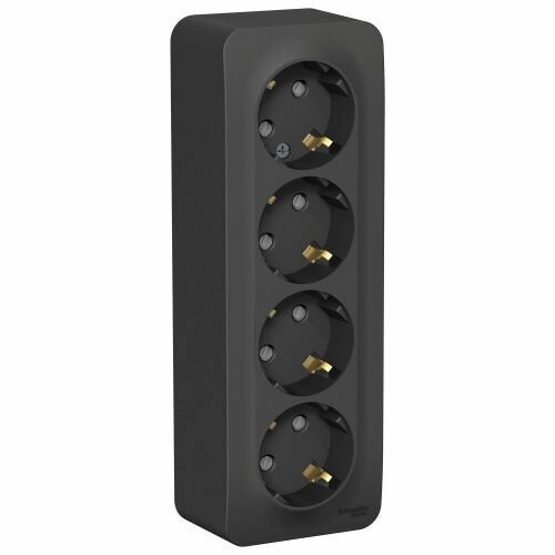 Schneider Electric BLANCA О/У розетка 4-я с заземл. со шторк. Антрацит BLNRA011416
