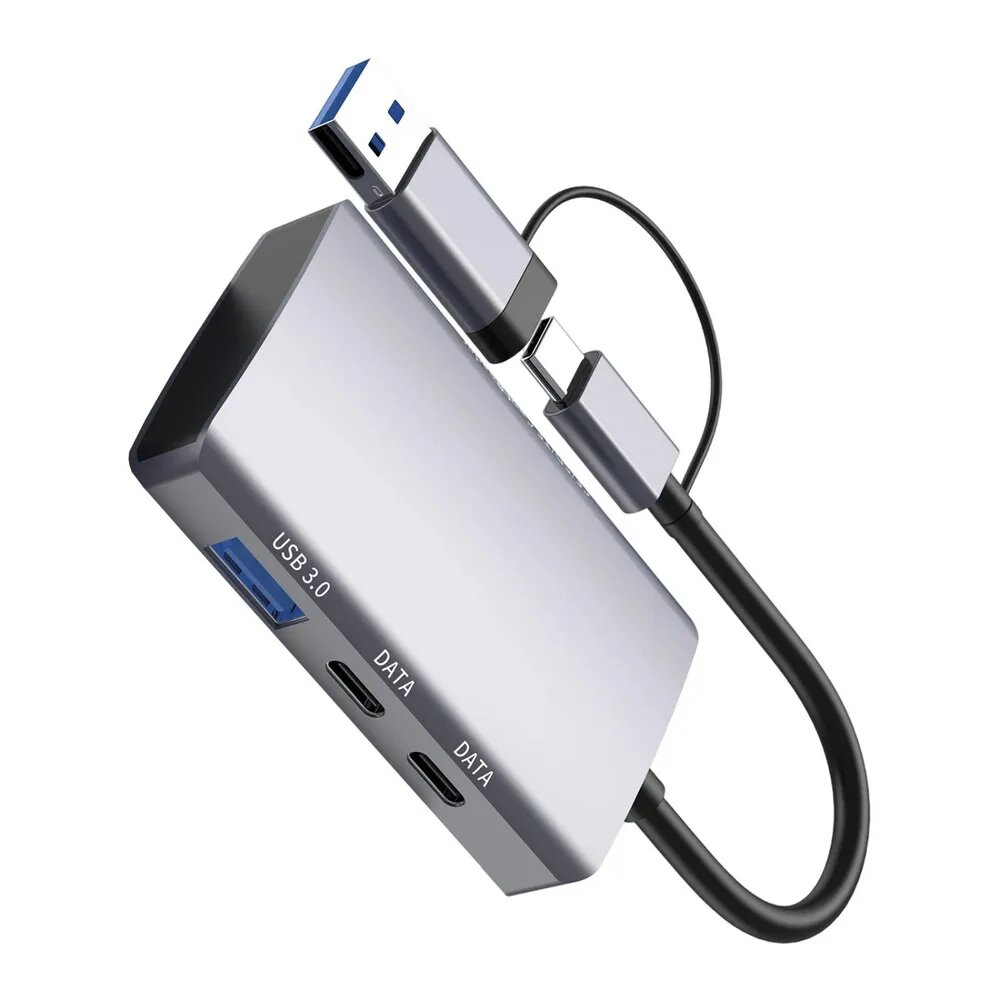 Многофункциональный адаптер c разъемом USB30 и Type C TF-ридером из алюминия для быстрой передачи данныхххх