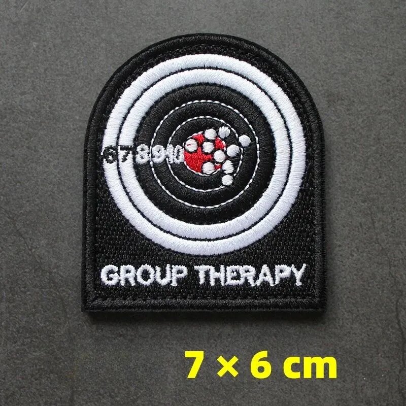Тактическая Нашивка С Мишенью И Лозунгами GROUP THERAPY, STRESS THERAPY Для Стрелкового Снаряжения