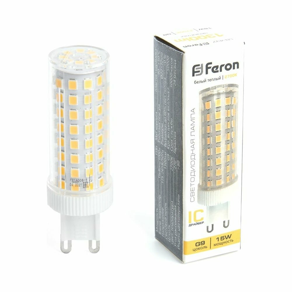 Светодиодная лампа FERON LB-437 G9 15W 2700K 38212