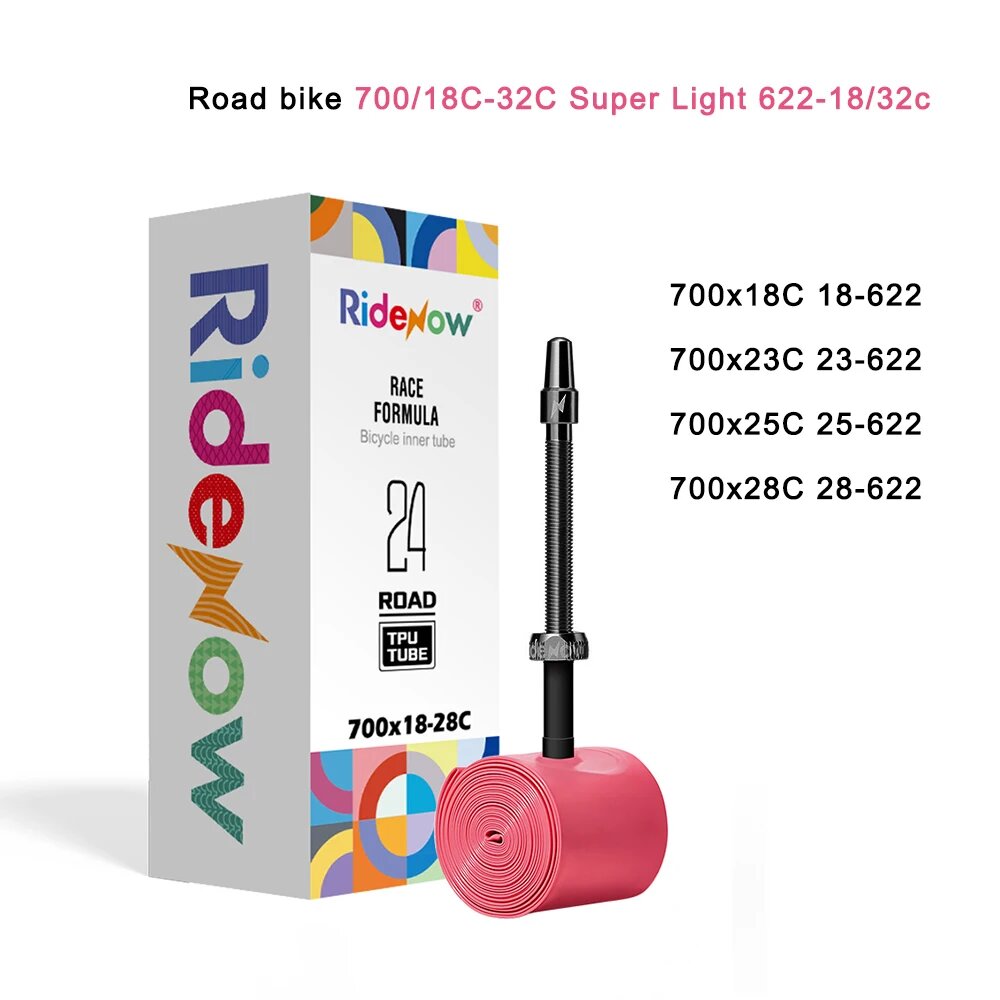 Клапан из сплава Ridenow, сверхлегкая велосипедная камера 700C, дорожная 18-32C 24g black, 85mm