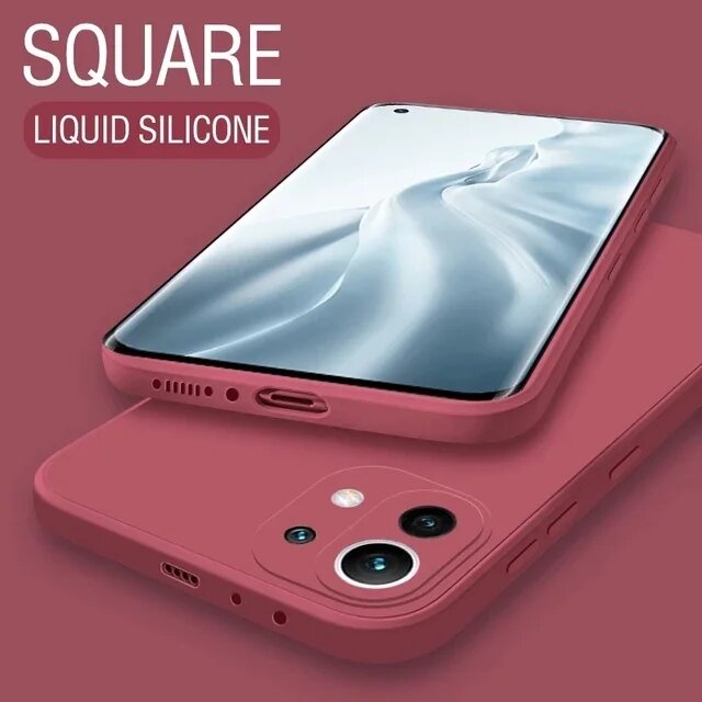Оригинальный квадратный жидкий силиконовый чехол для OPPO Розовый, Camellia Red, For Realme XT
