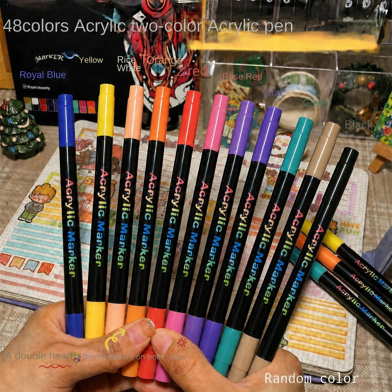 Акриловые маркеры 24 цвета, двусторонние, 48Colors
